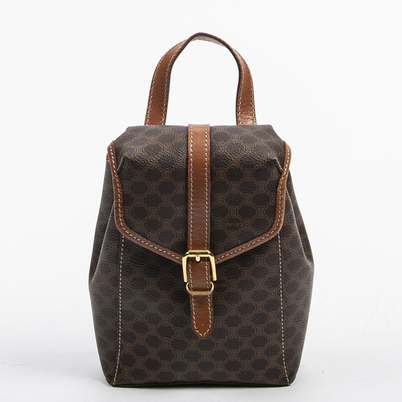 Céline | Bags | Celine Small Vintage Backpack In Brown Macadam Coated ...